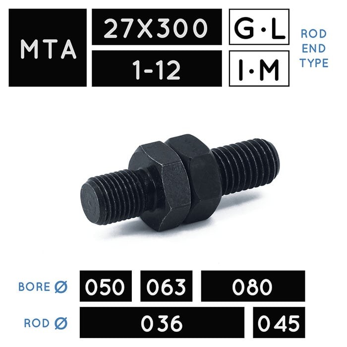 MTA27X300 • MTA1-12 • Filetage male métrique • Vega Cylinders