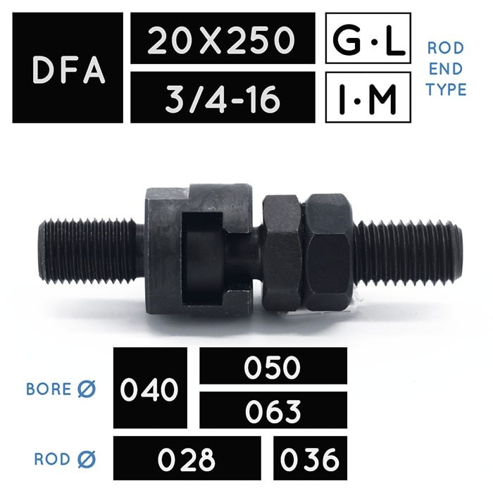 DFA20X250 and DFA3/4-16 • Floating Joint With Female • Vega Cylinders